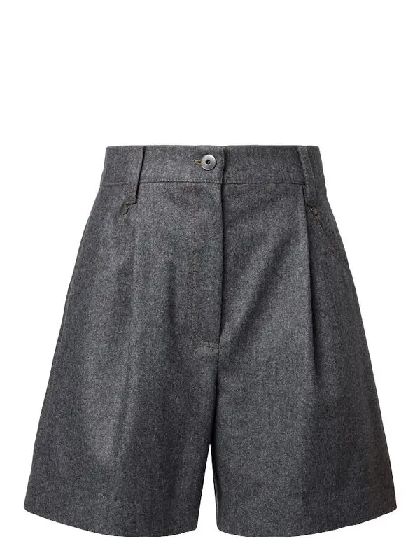 Brunello Cucinelli High-rise Virgin Wool Shorts - Grey