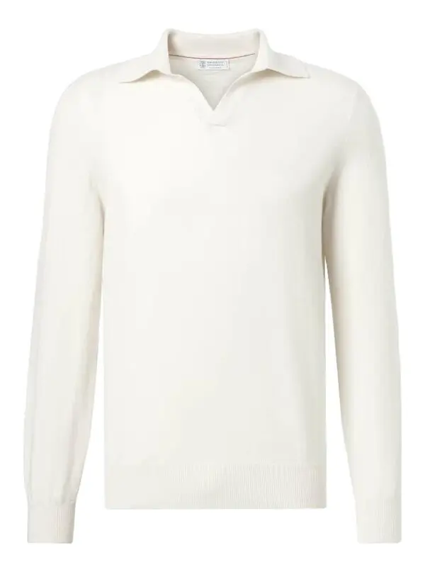 Brunello Cucinelli Cashmere Polo Sweater - White