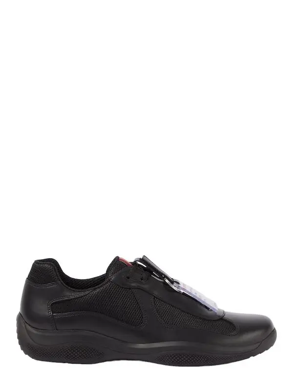 Prada America's Cup Leather-trimmed Sneakers - Black