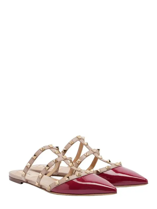 Valentino Garavani Rockstud Leather Mules - Burgundy