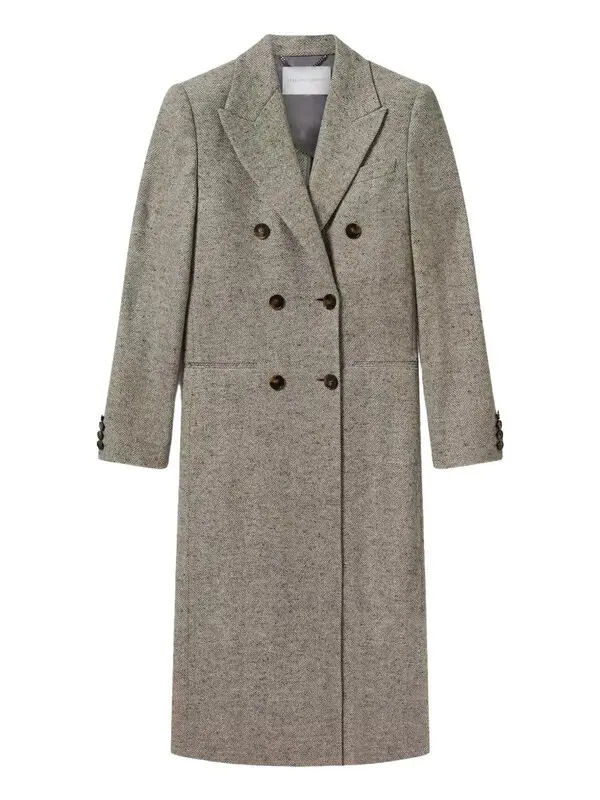 Stella McCartney Double-breasted Tweed Pattern Coat - Grey