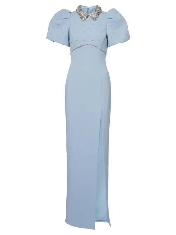 Rebecca Vallance Amery Embellished Puff-sleeve Gown - Blue