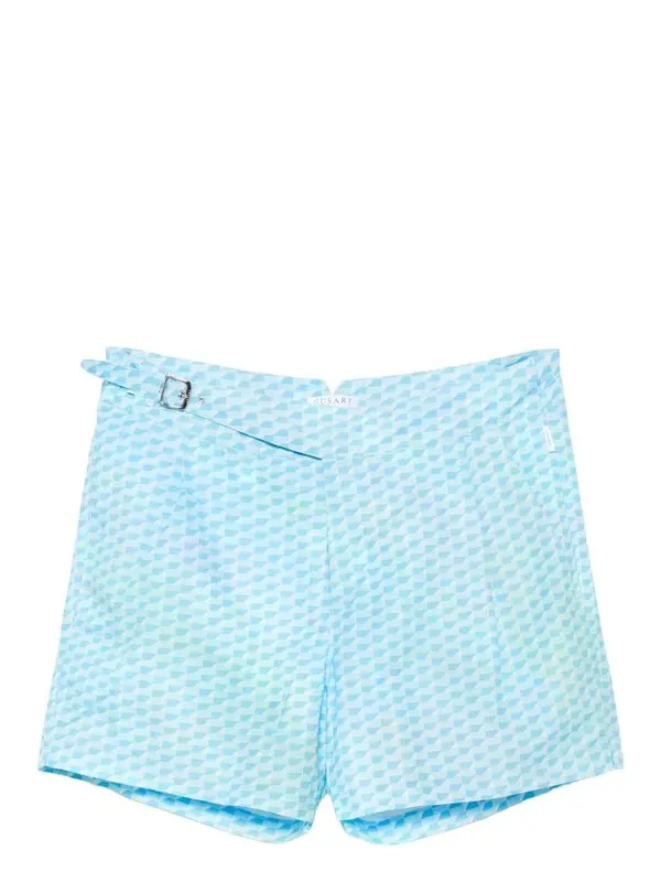 GUSARI Printed Swim Shorts - Blue