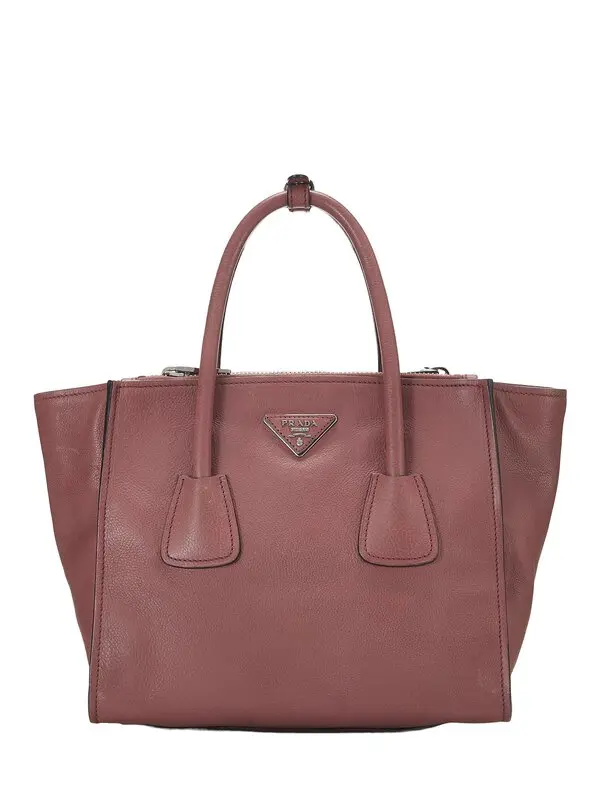 Prada Vitello Daino Trapeze Tote - Pink
