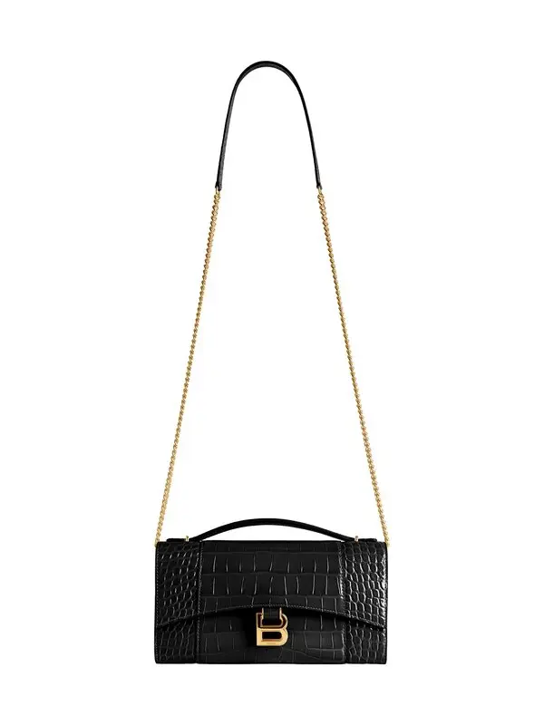 Balenciaga Hourglass Pochette With Chain - Black