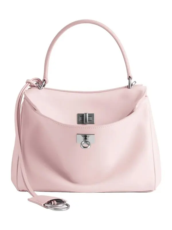 Balenciaga Rodeo Handbag Mini In Suede Smooth Calfskin - Pink