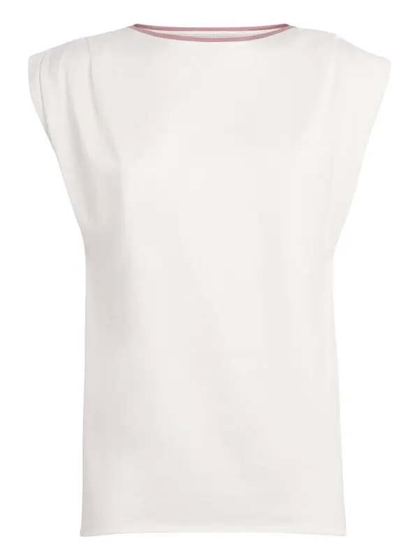 Eleventy Cotton Pleated-detail T-shirt - White