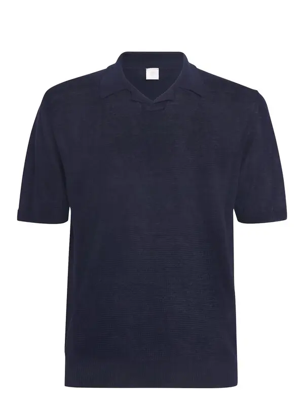 Eleventy Linen Polo Shirt - Blue