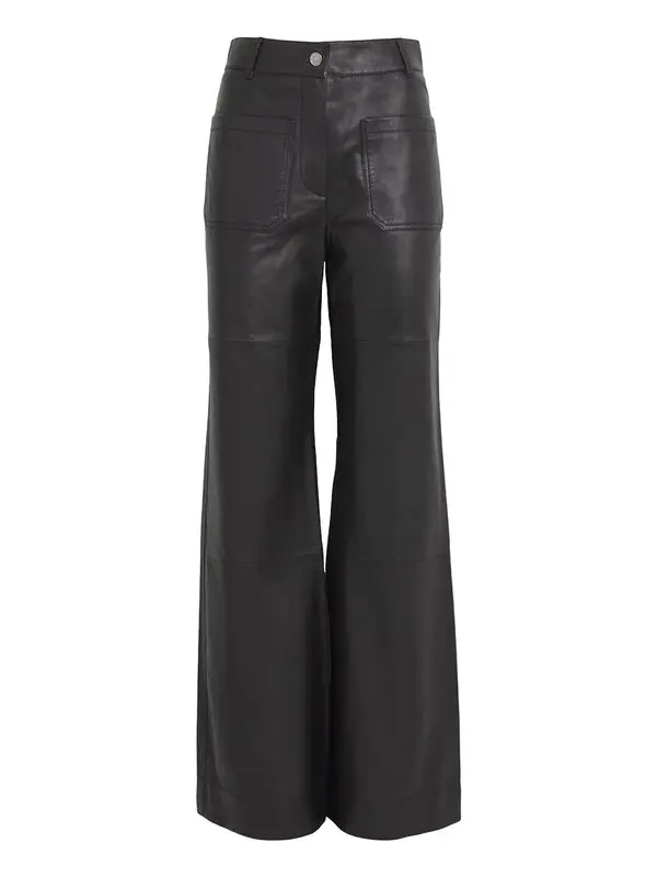 Victoria Beckham Leather Alina Trousers - Black