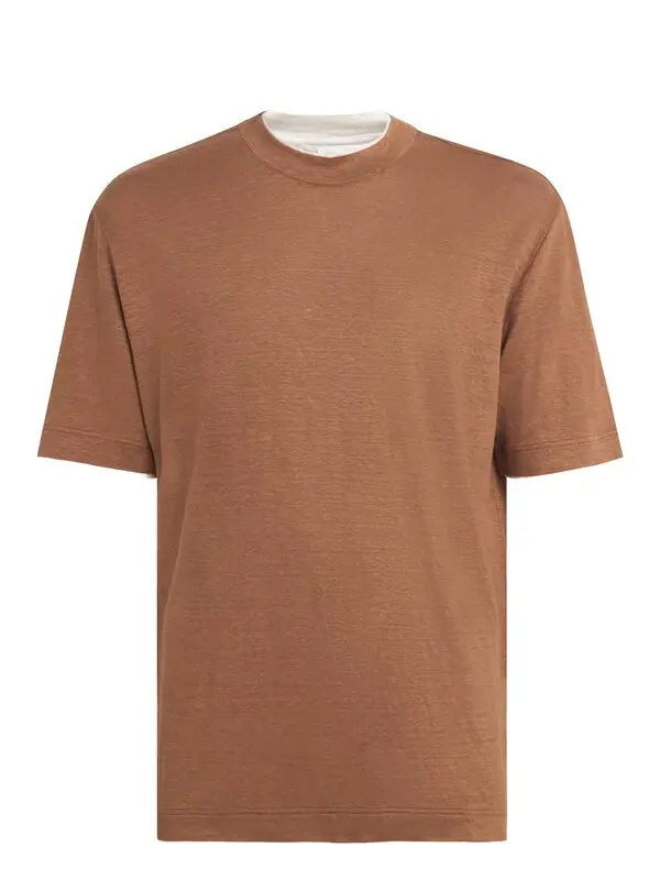 Eleventy X Harrods Linen Layered T-shirt - Beige