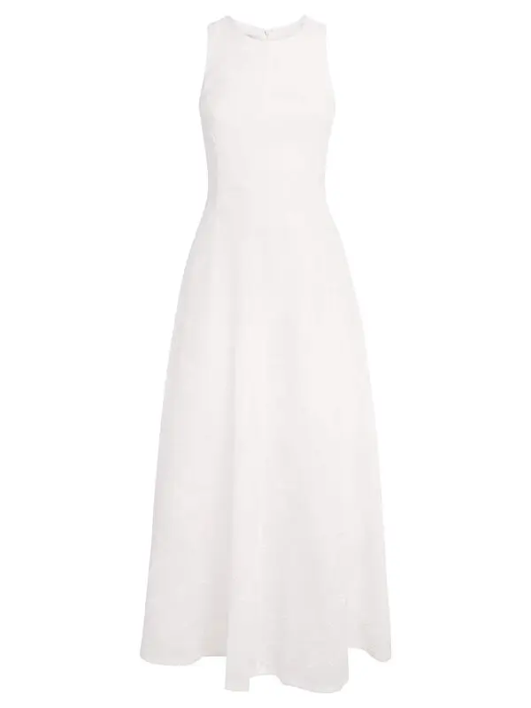 Eleventy X Harrods Linen Floral Embroidered Midi Dress - White