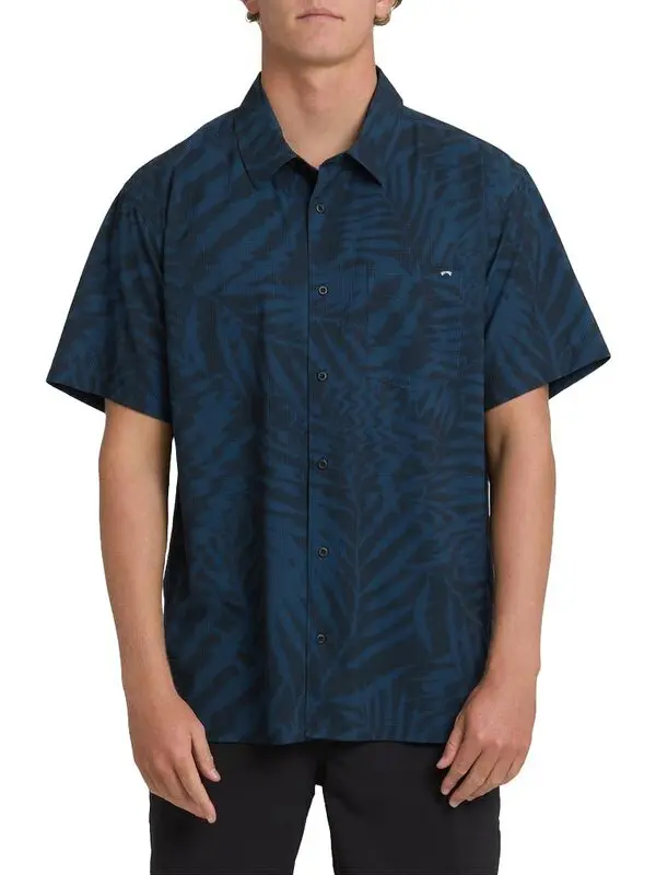 BILLABONG Surftrek Print Short Sleeve Button-up Shirt - Mid Blue