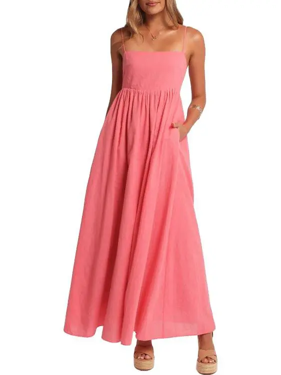 PETAL & PUP Odessa Cotton Maxi Sundress - Coral