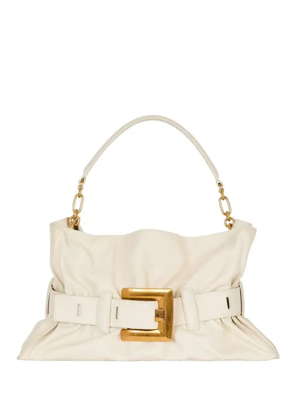 Balmain Anthem Leather Tote - Cream