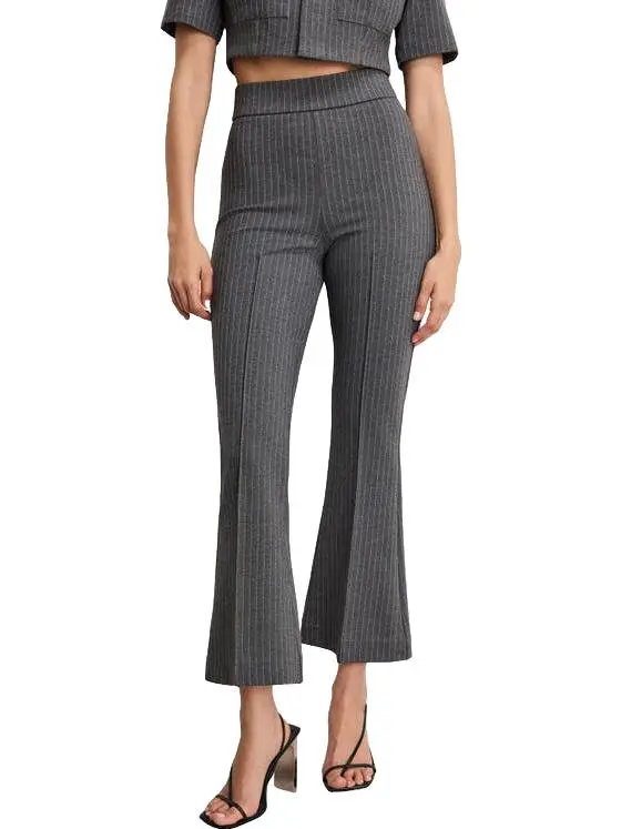 Good American Soft Ponte Kick Flare Ankle Pants - Suiting Pinstripe001