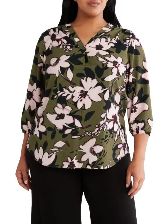 Jones New York Floral Print Tunic - Jasper Green Multi