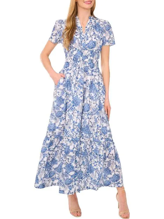 CECE DUPRAZ Floral Cotton Maxi Dress - Ultra White