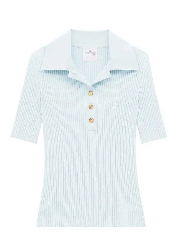 COURREGES Rib Knit Polo - Blue