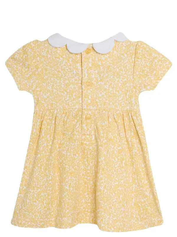 JOJO MAMAN BEBE Ditsy Floral Scallop Collar Dress & Bloomers Set - Yellow