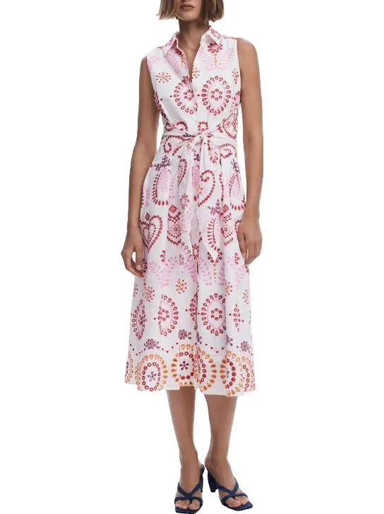 Desigual Embroidered Sleeveless Shirt Dress - Pink