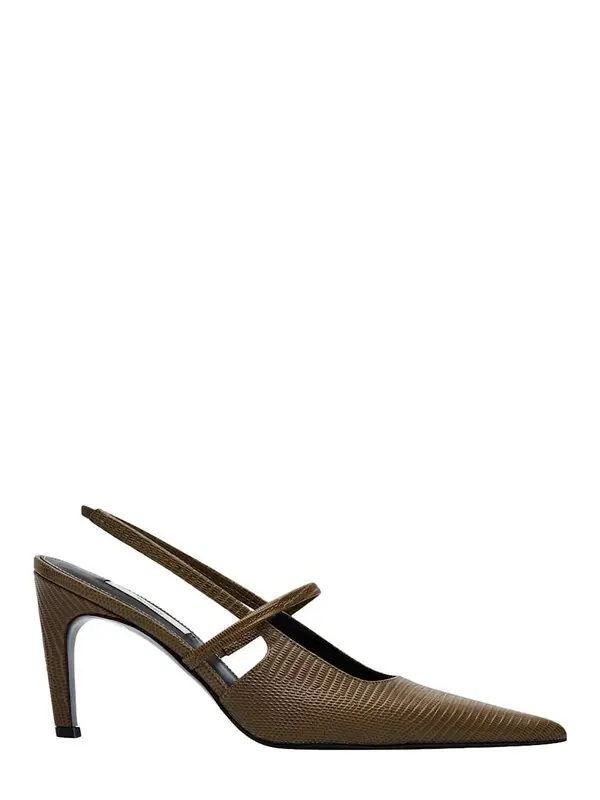 TOTEME Lizard-embossed Leather Slingback Pumps - Green