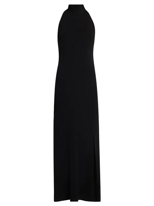 Lapointe Matte Viscose Halterneck Slit Maxi Dress - Black