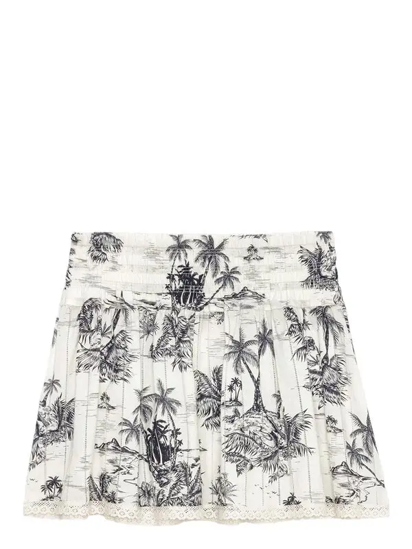 Zadig&Voltaire Jocky Tropical Island Mini Skirt - Ecru