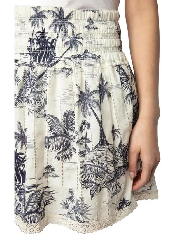Zadig&Voltaire Jocky Tropical Island Mini Skirt - Ecru