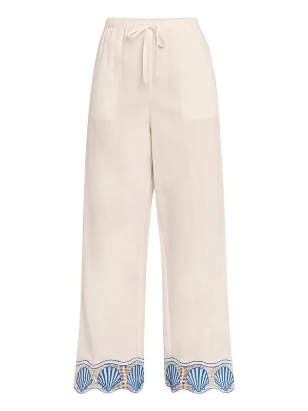 Rails Tildi Embroidered Cotton-linen Pants - White