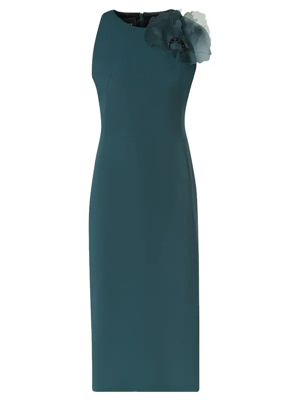 Akris 3d Anemone Flower Silk Crepe Sheath Dress - English Green