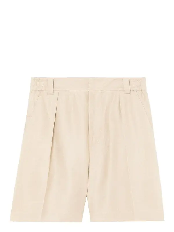 Loro Piana Reinga Linen Pleated Bermuda Shorts - Clear Oyster