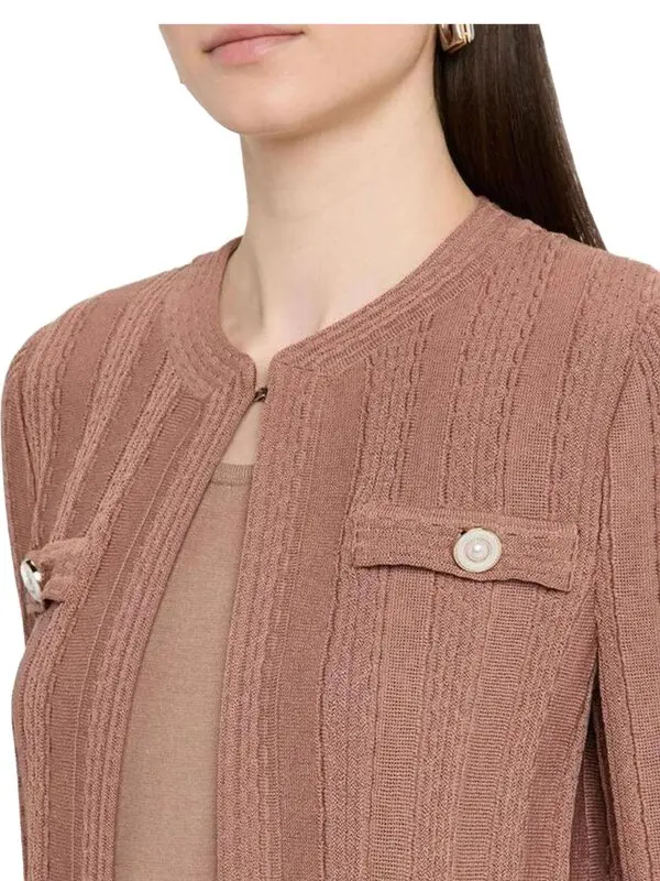 Misook Braided Cable Knit Jacket - Brown