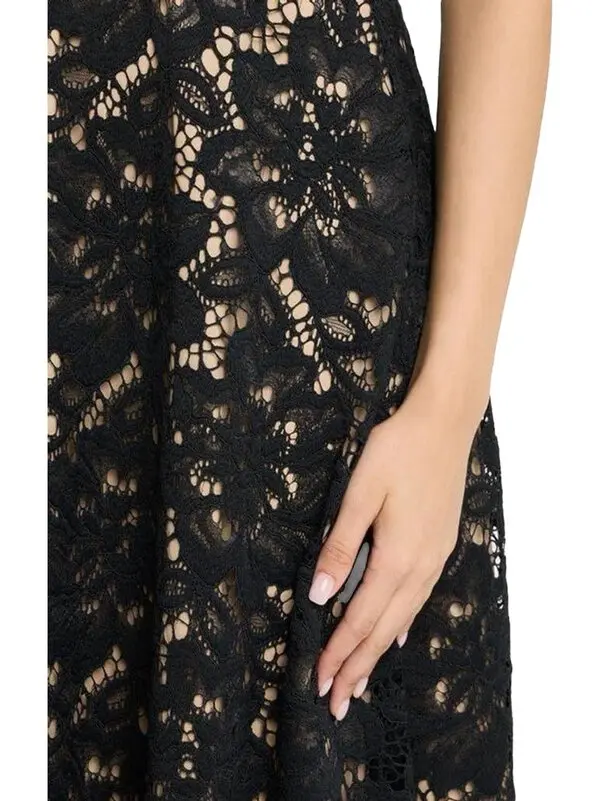 Dorothee Schumacher Lacy Dream Floral Lace Midi Dress - Pure Black