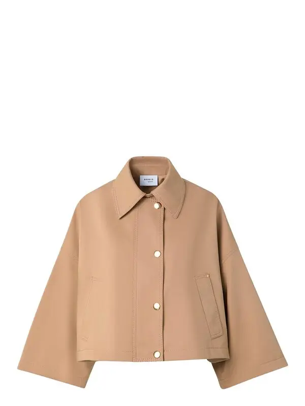Akris Cotton Gabardine Cropped Coat - Beige