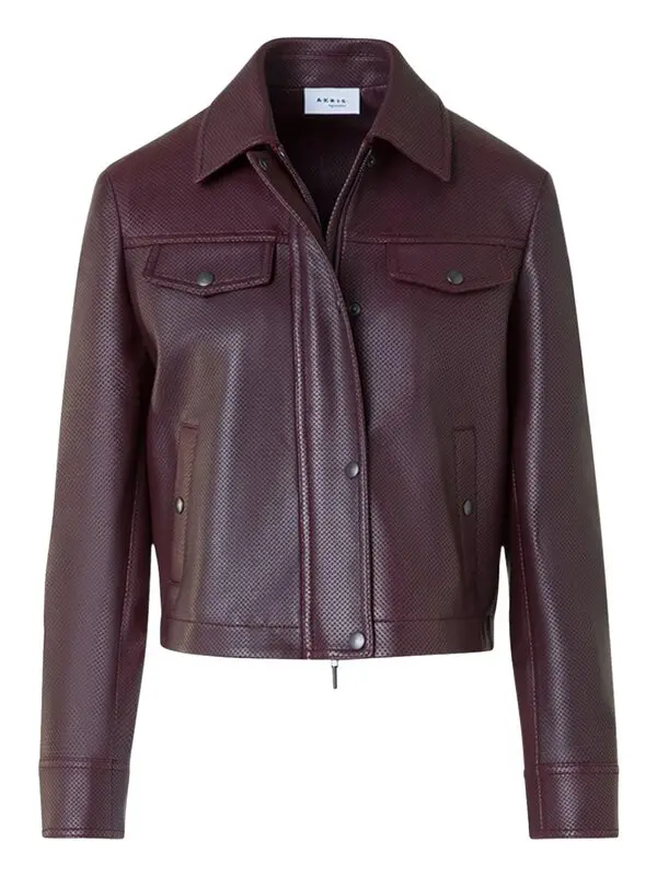 Akris Perforated Leather Jacket - Blackberry