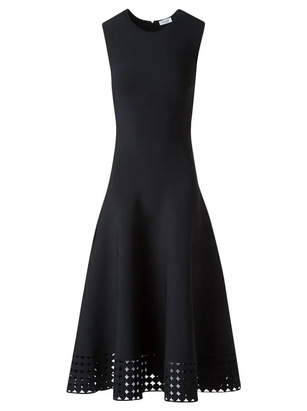 Akris Dot Lace-hem Midi Dress - Black
