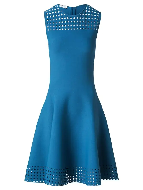 Akris Dot Lace Knit A-line Dress - Medium Blue