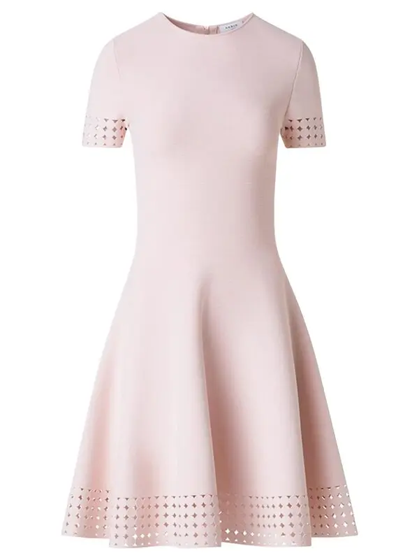 Akris Dot Lace Knit A-line Dress - Pale Pink