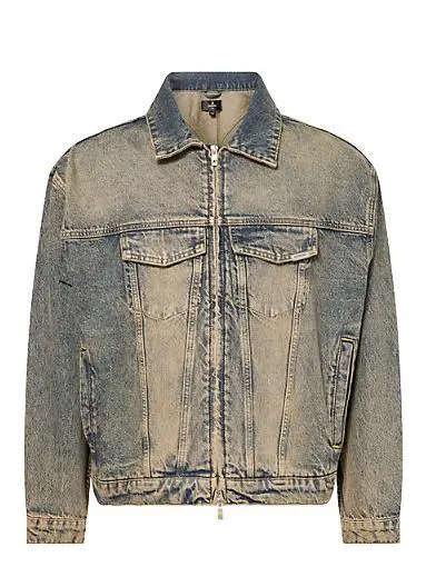 REPRESENT Logo-embellished Cotton Denim Jacket - Blue Cream