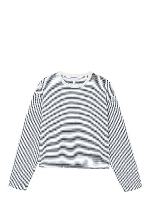 THE WHITE COMPANY Stripe-print Oversized Cotton-jersey Top - White/navy