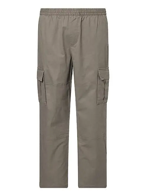 REPRESENT Logo-embroidered Stretch-cotton Cargo Trousers - Dark Taupe