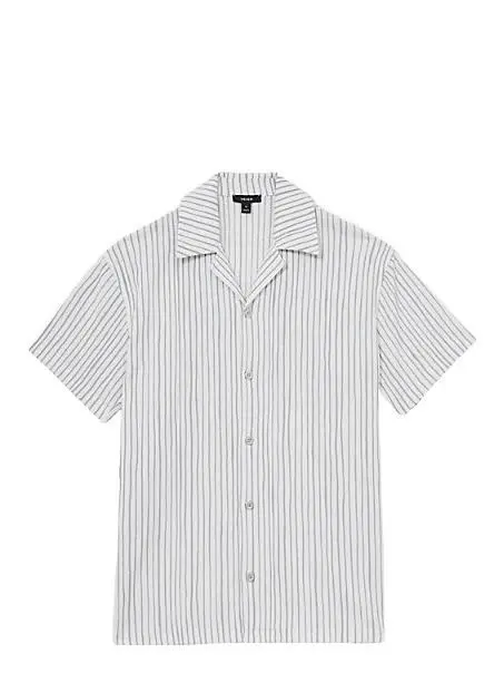 REISS Max Textured-stripe Stretch-woven Shirt - White Soft Blue