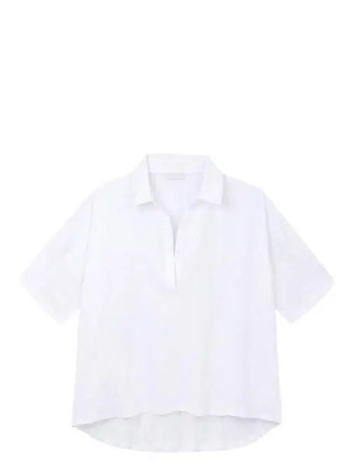 THE WHITE COMPANY Popover Collared Linen Shirt - White
