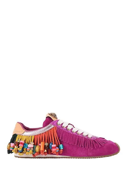 Kurt Geiger Islington Suede Low-top Trainers - Fushia Cmb