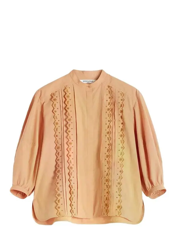 Maison Kitsuné Embroidered Long-sleeved Shirt - Neutrals