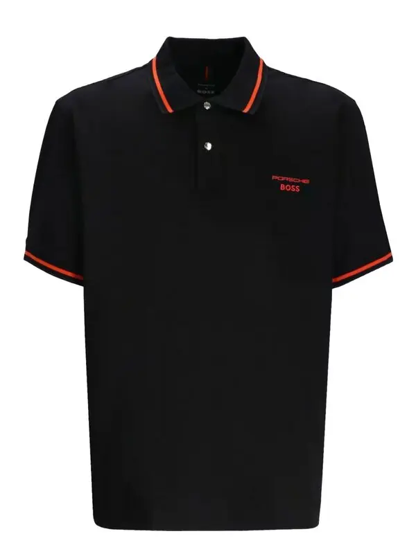 BOSS Contrasting-trim Polo Shirt - Black