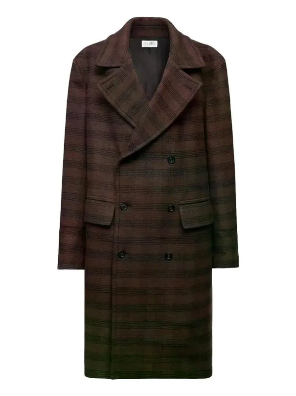 MAISON MARGIELA Checked Double-breasted Coat - Brown