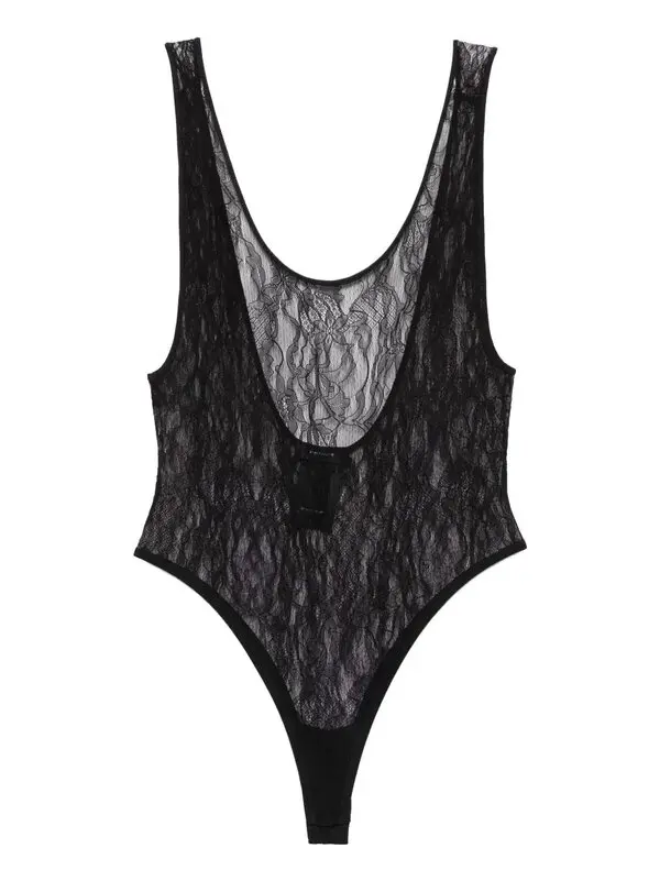 Wardrobe.NYC Lace Tank Bodysuit - Black