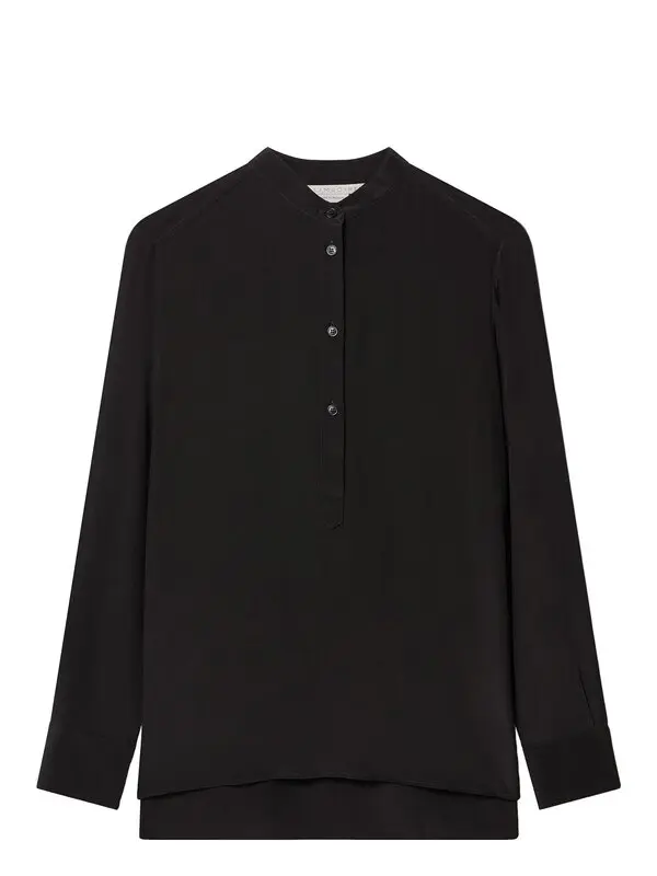 Stella McCartney Band Collar Silk Shirt - Black