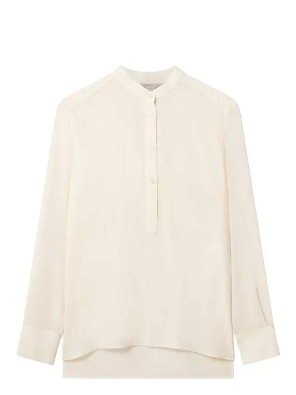 Stella McCartney Band Collar Silk Shirt - Natural